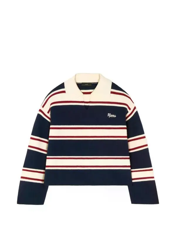 Alanui Striped Embroidered-logo Sweater - Blue