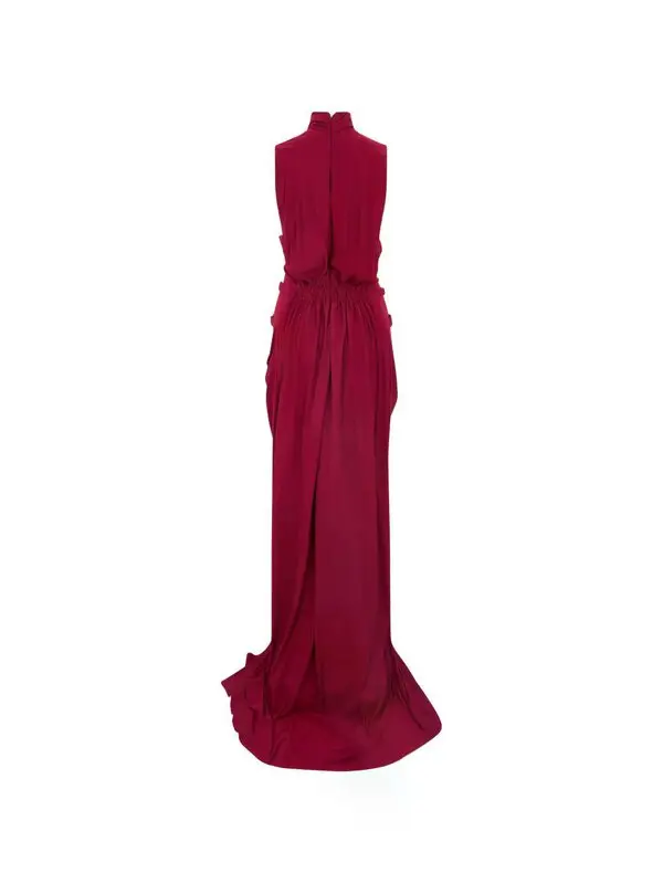 Alberta Ferretti Draped Buckled-strap Maxi Dress - Red