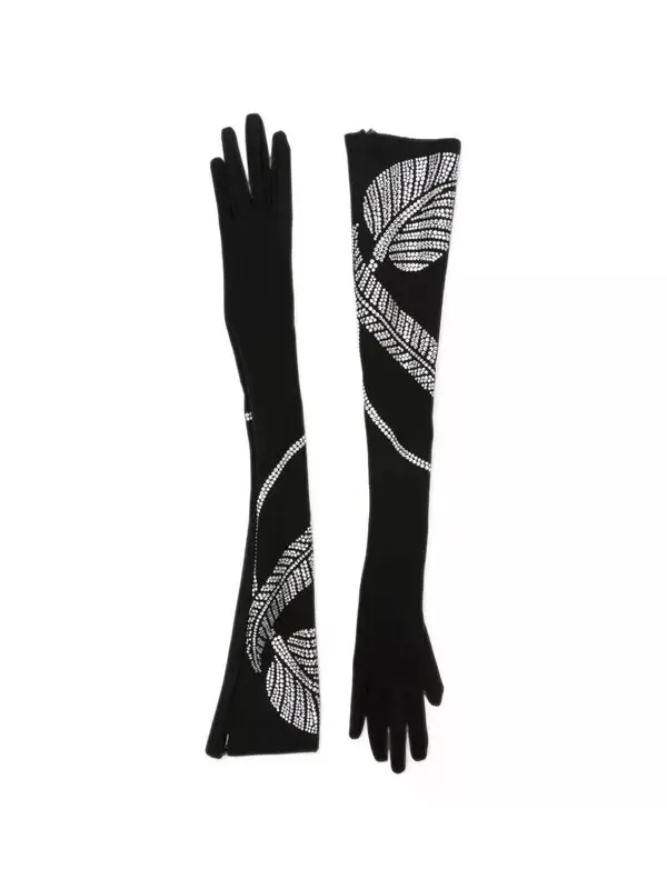 David Koma Embellished Long Gloves - Black