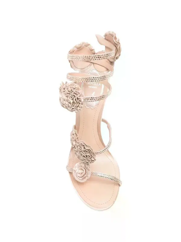 Rene Caovilla Crystal-embellished Floral-appliqué Sandals