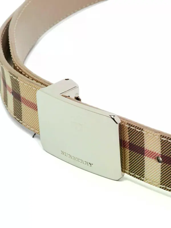 Burberry Nova Check Pattern Logo Plaque Belt