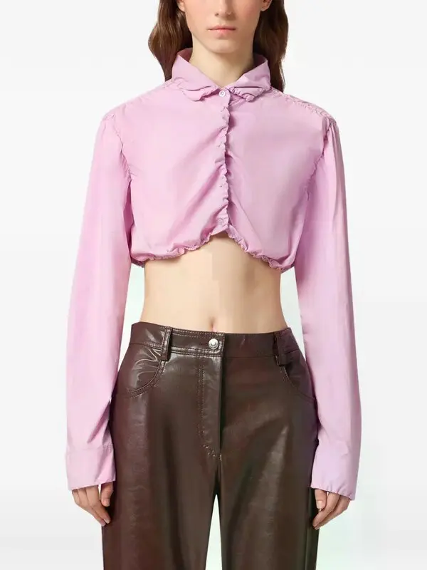 MSGM Cropped Gathered Shirt