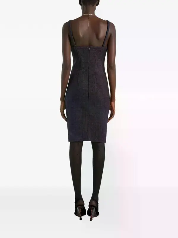 Balmain Tweed Sweetheart Neckline Midi Dress