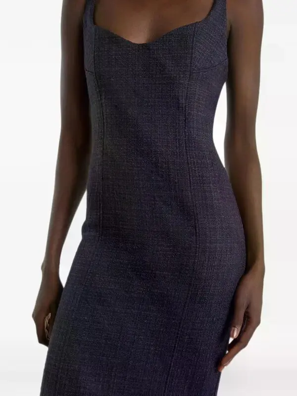 Balmain Tweed Sweetheart Neckline Midi Dress