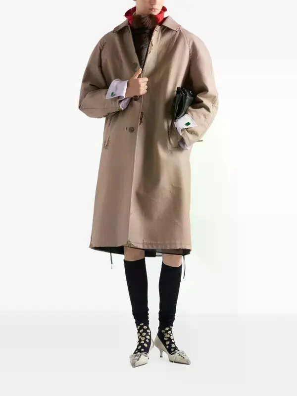 Prada Bonded Poplin Coat With Devoré Effect