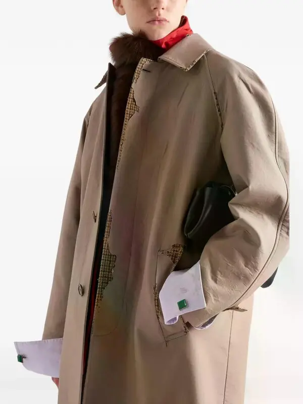 Prada Bonded Poplin Coat With Devoré Effect
