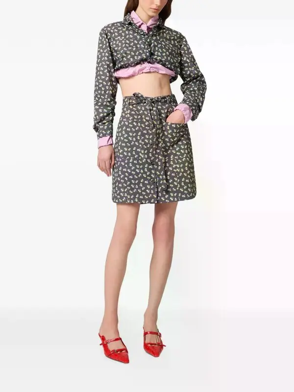 MSGM Belted Floral Print Mini Skirt