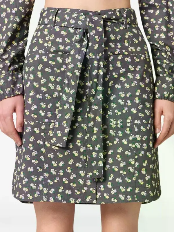 MSGM Belted Floral Print Mini Skirt
