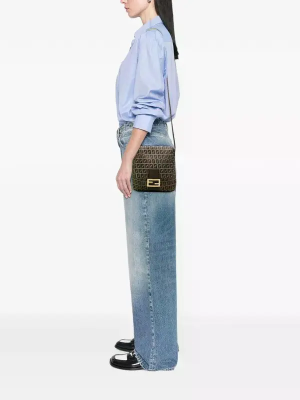 Fendi 2000-2010 Zucchino Canvas Crossbody Bag - Brown