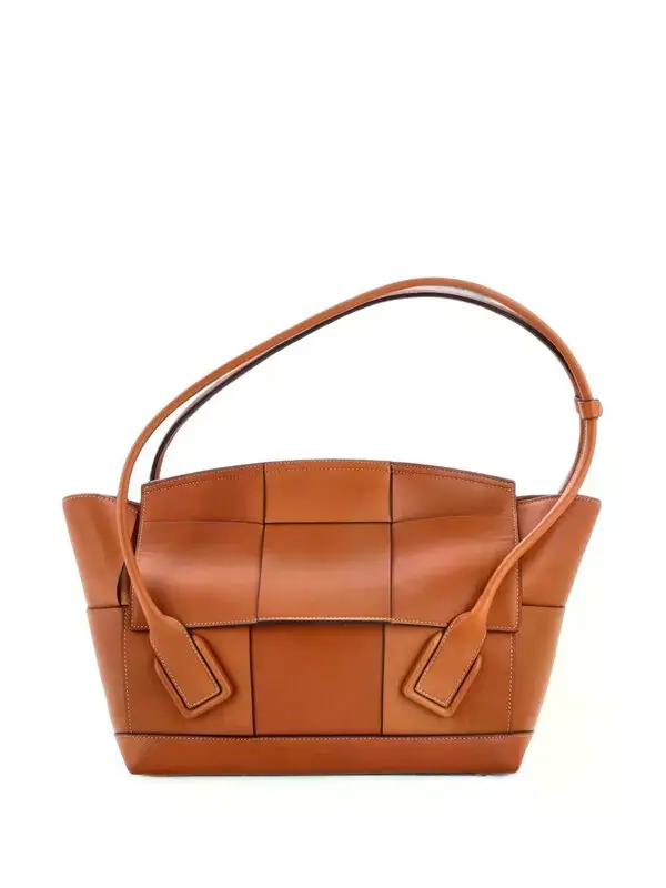 Bottega Veneta Arco Bag Maxi Intrecciato Leather Medium Shoulder Bag - Brown