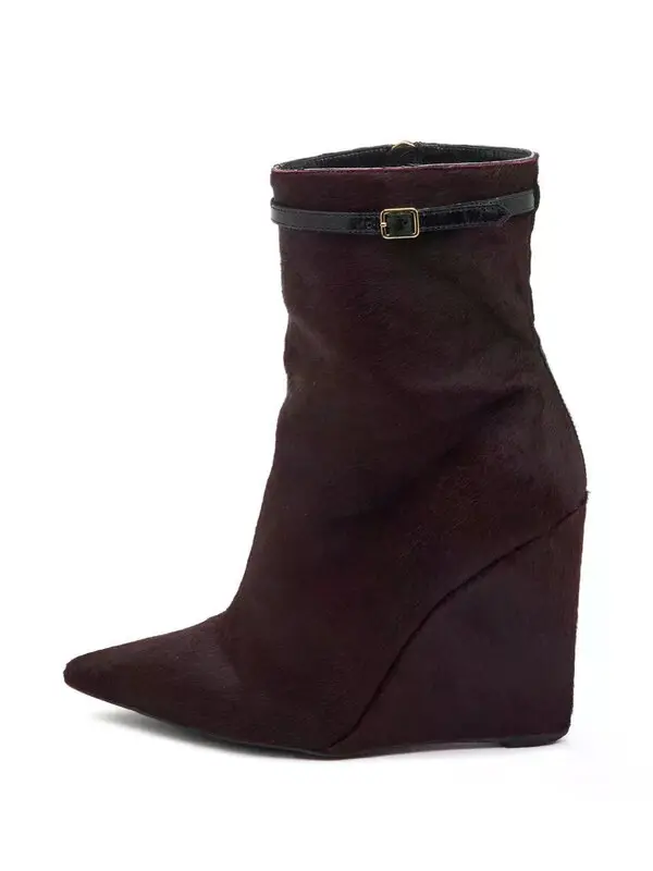 LOUIS VUITTON Dark Burgundy Calf Hair Wedge Ankle Boots - Purple
