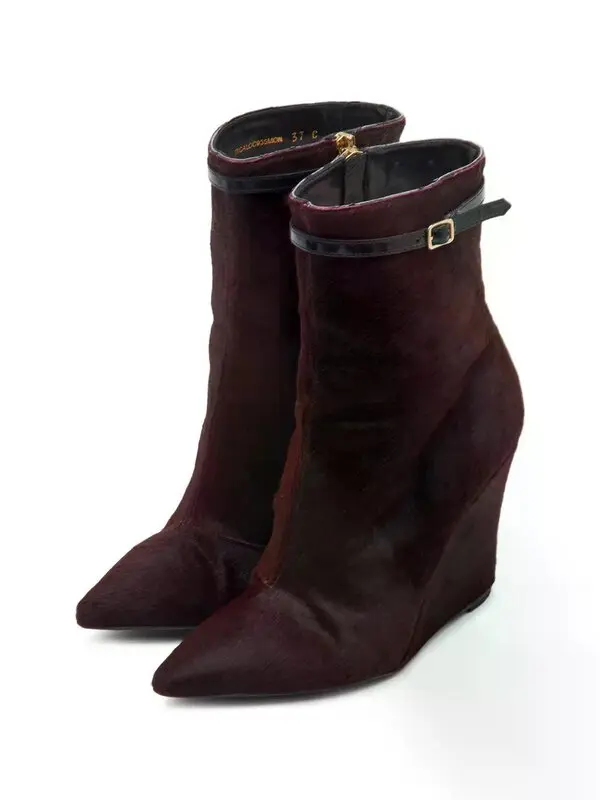 LOUIS VUITTON Dark Burgundy Calf Hair Wedge Ankle Boots