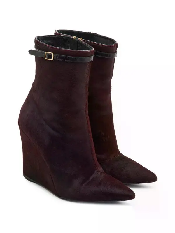 LOUIS VUITTON Dark Burgundy Calf Hair Wedge Ankle Boots