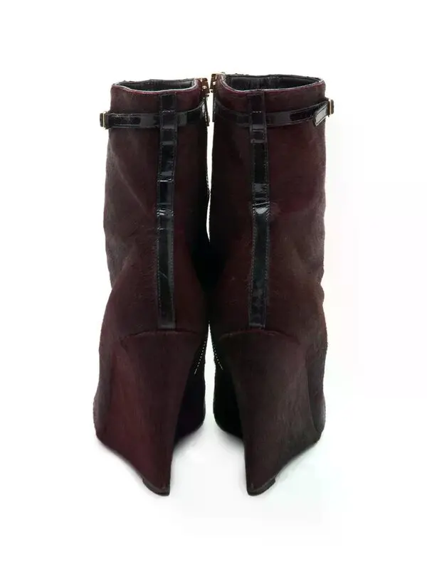 LOUIS VUITTON Dark Burgundy Calf Hair Wedge Ankle Boots
