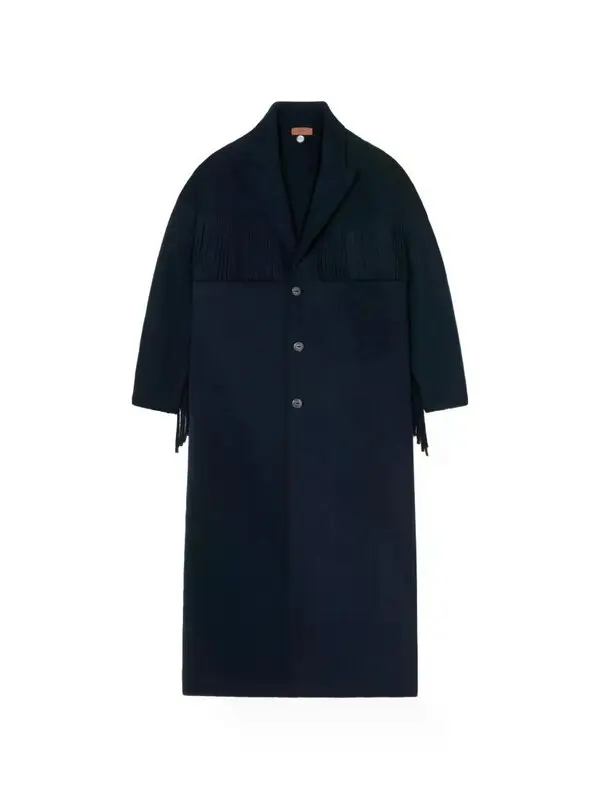 Alanui Spirit Of The West Fringe-detail Coat - Blue