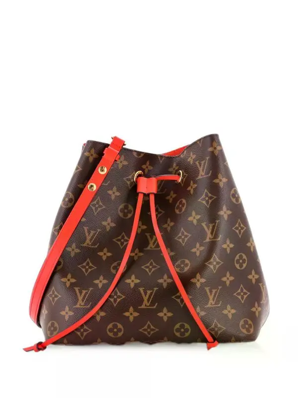 LOUIS VUITTON Neonoe Handbag Monogram Canvas With Leather Mm Bucket Bag - Red