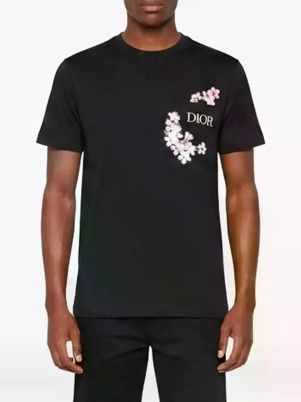 Dior X Sorayama Flower-detail T-shirt - Black