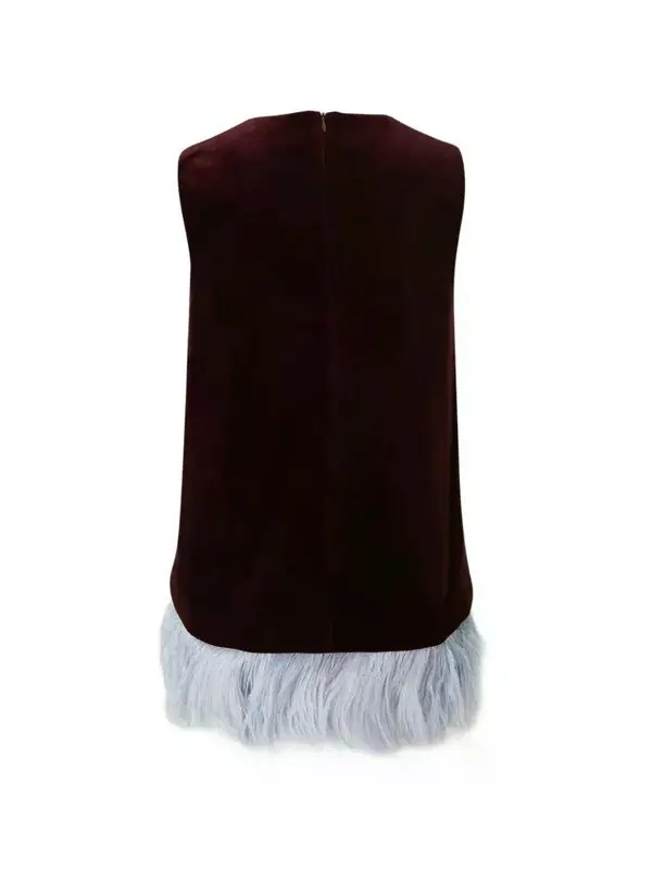 La DoubleJ La Scala Feather-trim Velvet Top
