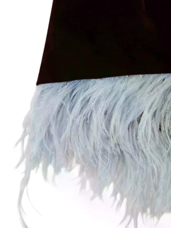 La DoubleJ La Scala Feather-trim Velvet Top