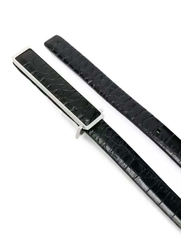 TOM FORD Crocodile-effect Plaque-buckle Belt