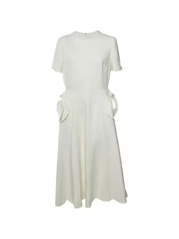 Valentino Garavani Cream Rose Appliqué Midi Dress