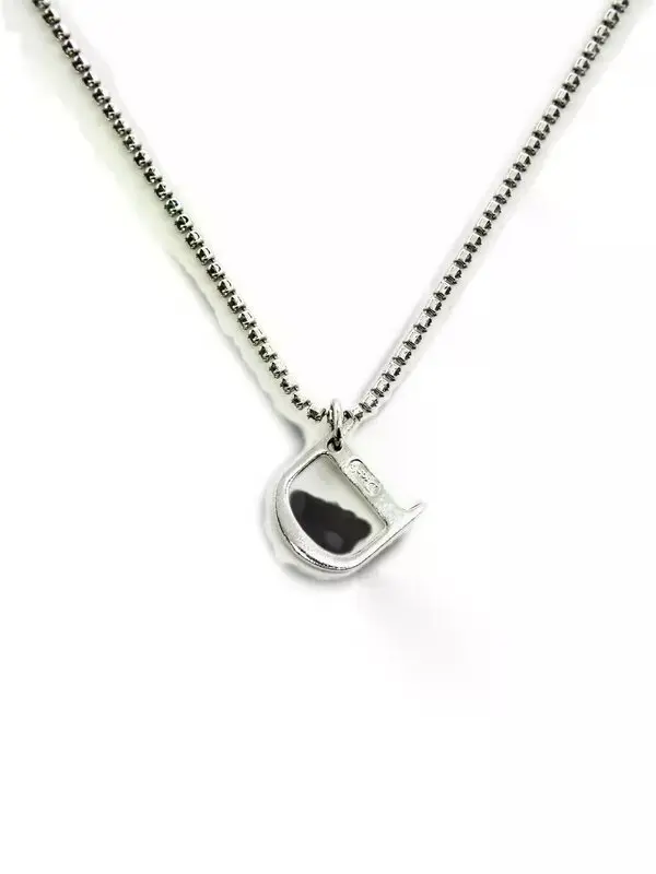 Dior D Logo Crystal Pendant Necklace
