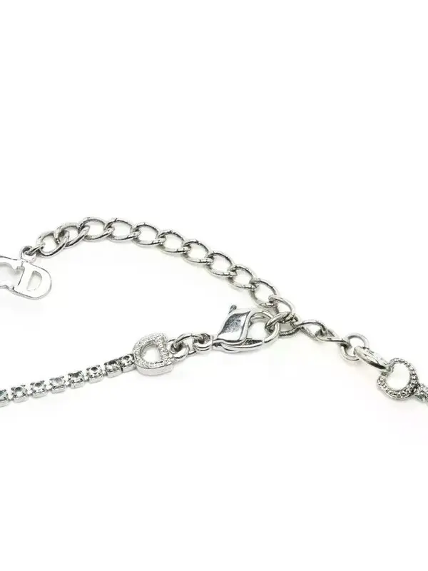 Dior D Logo Crystal Pendant Necklace