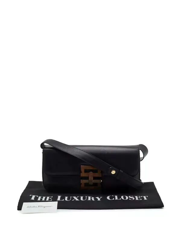 FERRAGAMO Leather Gancini Buckle Shoulder Bag