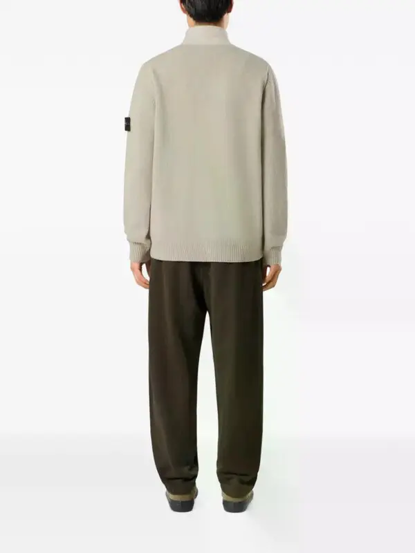 Stone Island Logo Patch Button-up Sweater - Neutrals