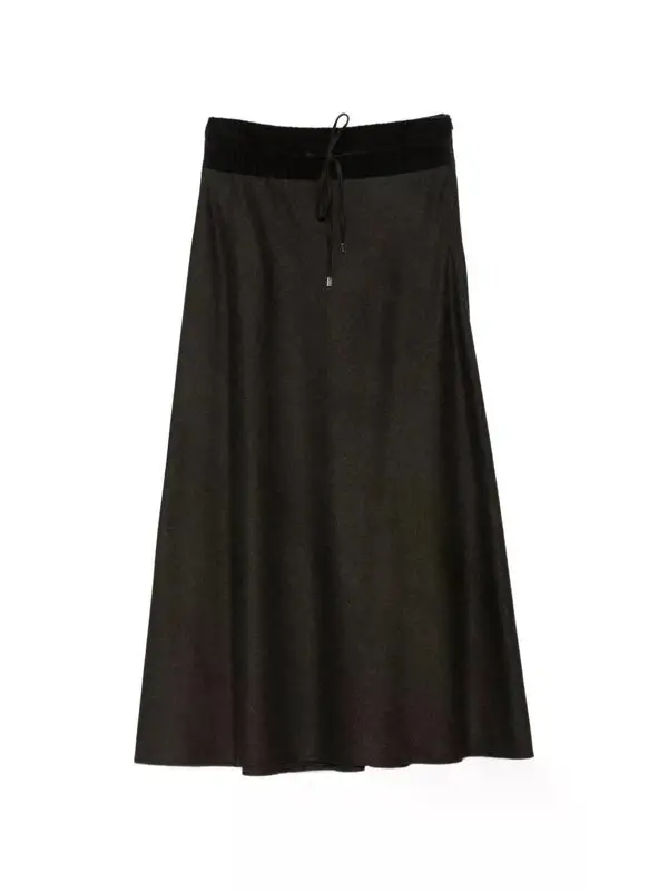 D.exterior Ribbed-knit Drawstring A-line Skirt - Brown