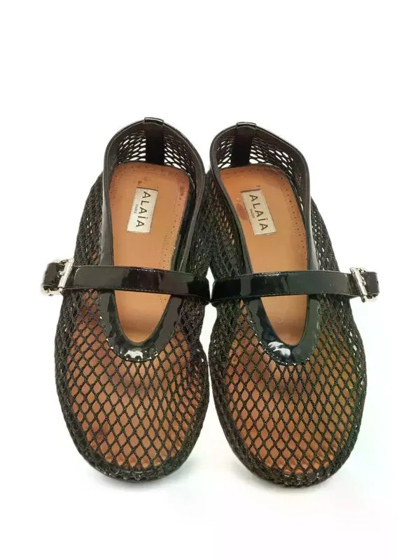 Alaïa Fishnet Buckle-fastening Ballet Flats