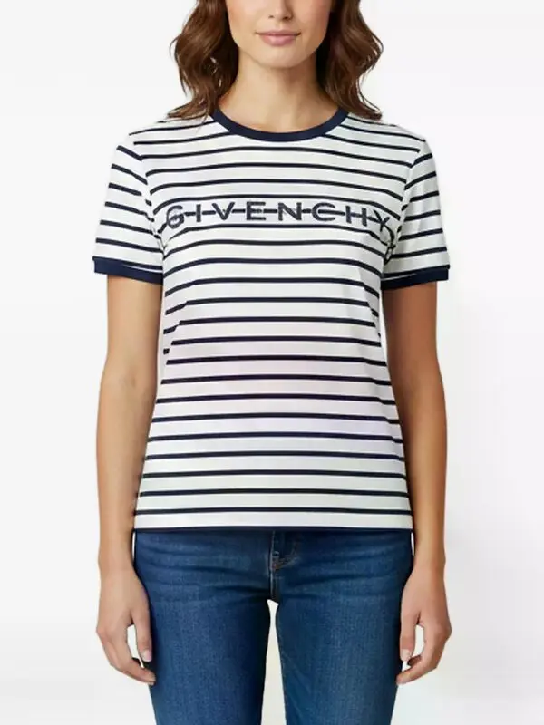 Givenchy Striped Embroidered Logo T-shirt