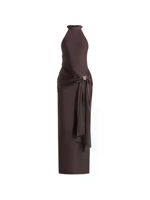 Manière De Voir Halterneck Maxi Dress - Brown