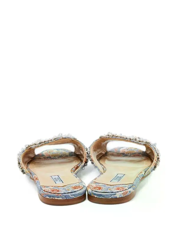 Prada Crystal-embellished Brocade Slide Sandals