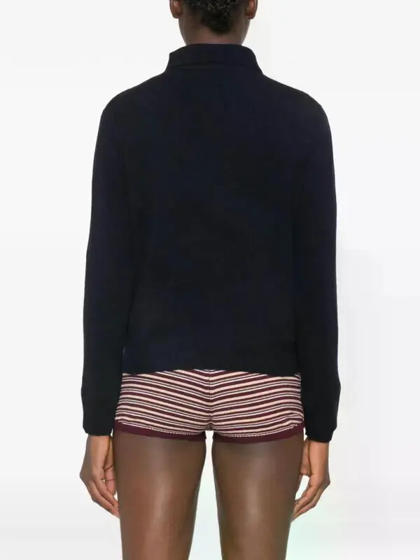BEYOU Button-up Knitted Polo Sweater