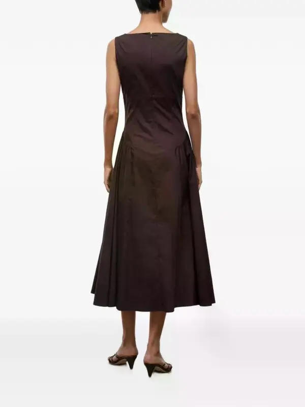 Staud Gwen Gathered Sleeveless Midi Dress