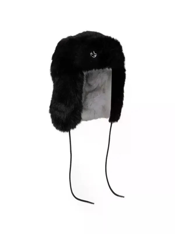 Karl Lagerfeld Monogram Faux-fur Trapper Cap - Black