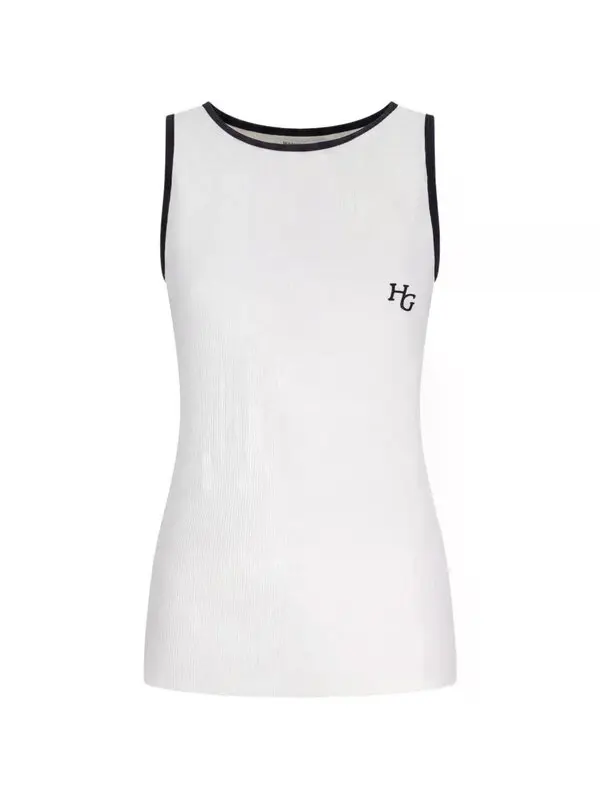 HOUSE OF GRAVITY Ribbed Knit Sleeveless Top With Logo Embroidery