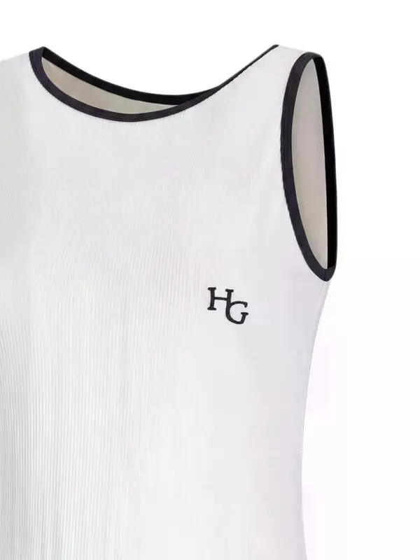 HOUSE OF GRAVITY Ribbed Knit Sleeveless Top With Logo Embroidery
