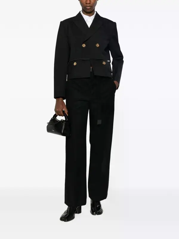 Sacai Double-breasted Cropped Jacket With Notch Lapels