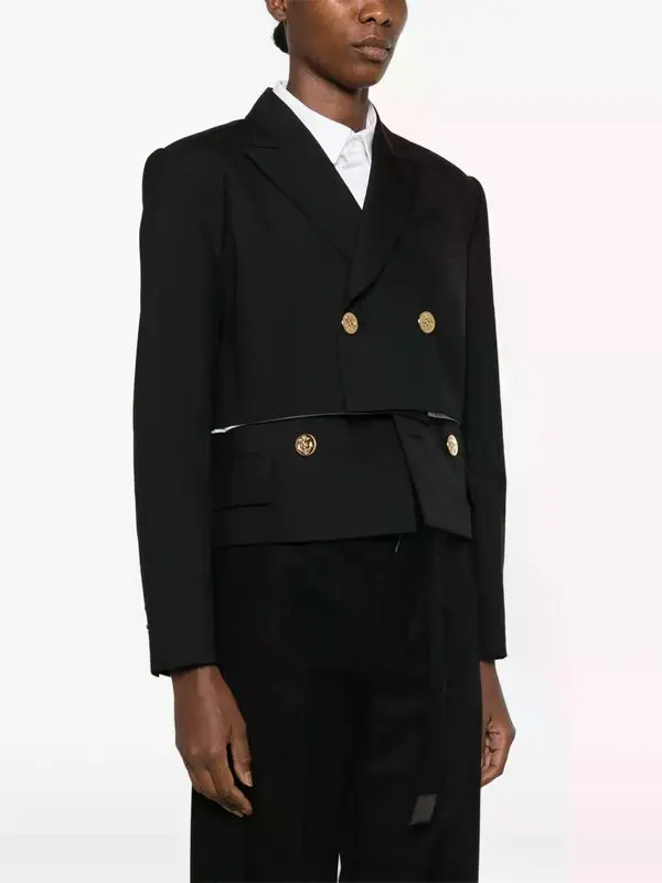 Sacai Double-breasted Cropped Jacket With Notch Lapels