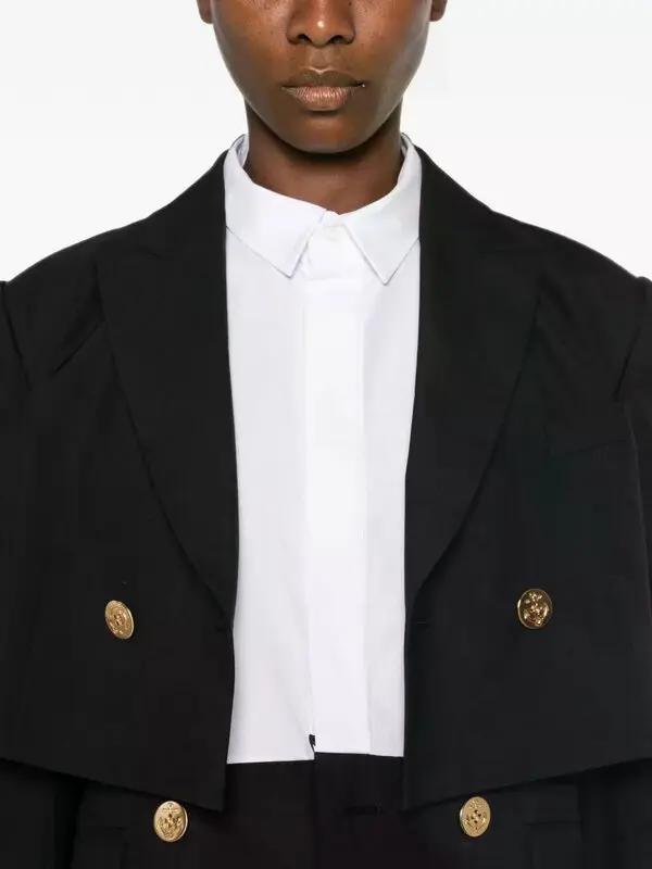 Sacai Double-breasted Cropped Jacket With Notch Lapels