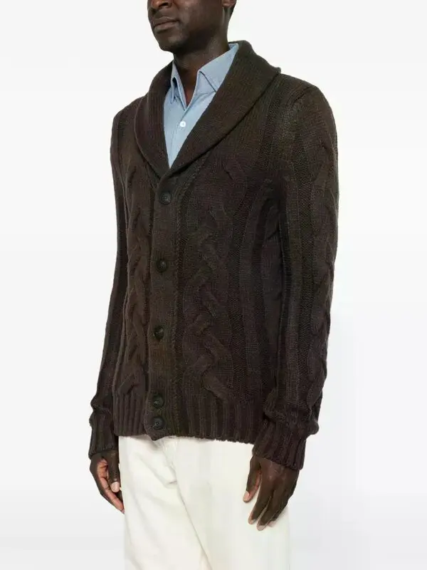 GRAN SASSO Cable-knit Shawl-collar Cardigan