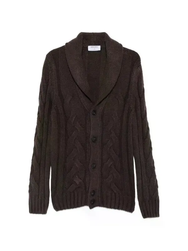 GRAN SASSO Cable-knit Shawl-collar Cardigan - Brown