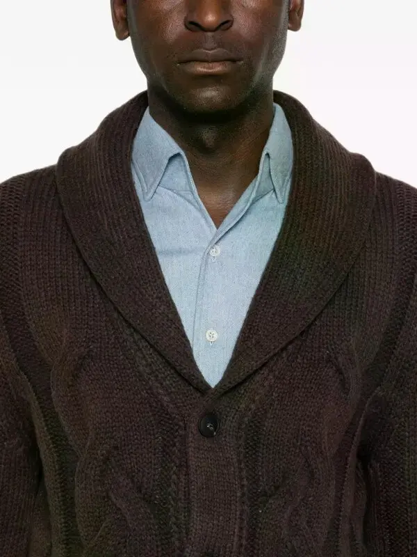 GRAN SASSO Cable-knit Shawl-collar Cardigan - Brown