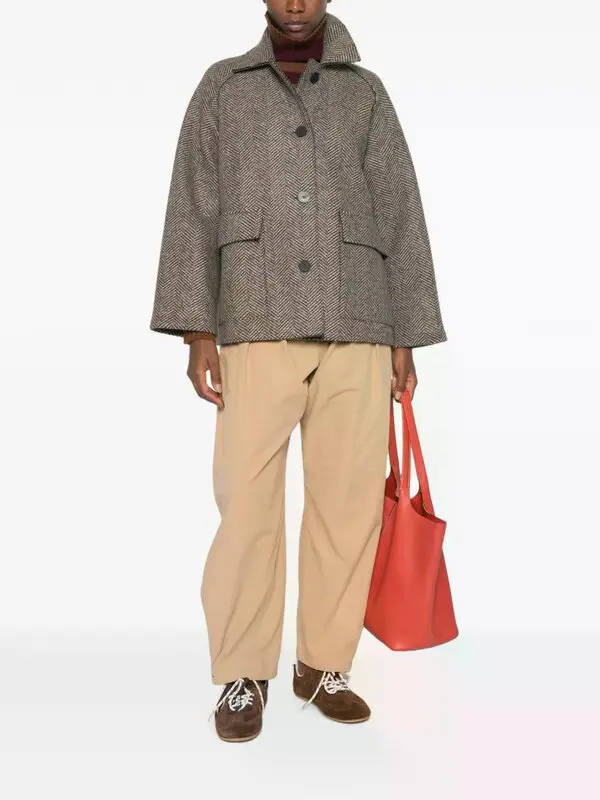 Harris Wharf London Herringbone Pattern Flap-pocket Jacket