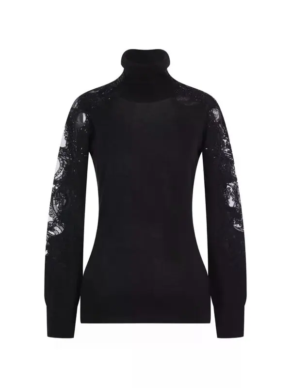 Ermanno Scervino Lace Insert Rhinestone Embellished Sweater