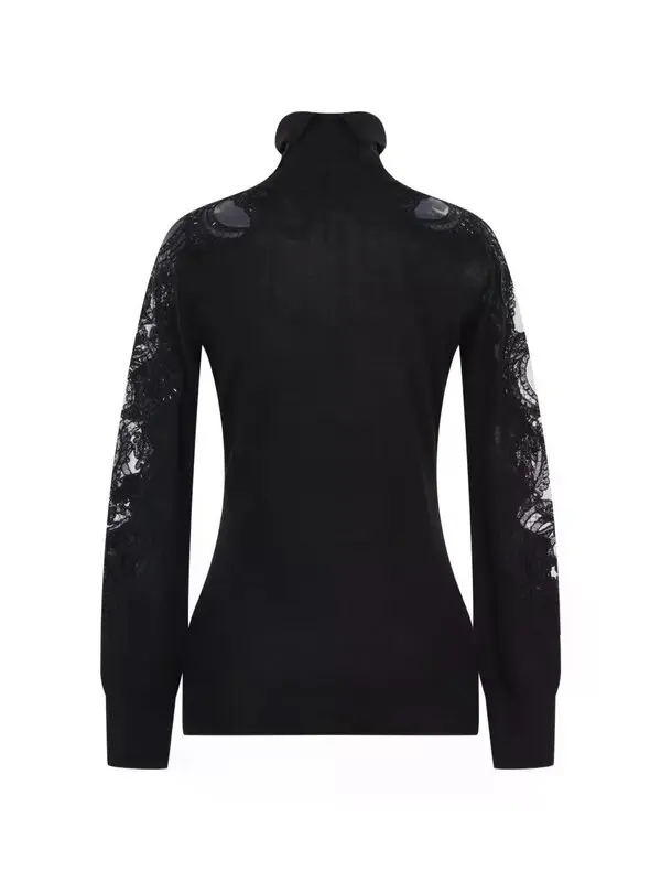 Ermanno Scervino Lace Insert Rhinestone Embellished Sweater