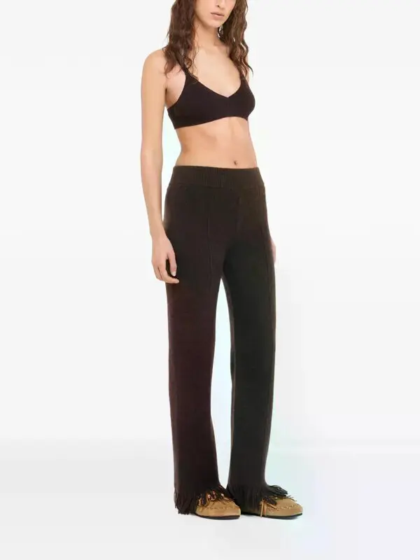 Alanui Milano Stitch Trousers With Fringed Trim - Brown