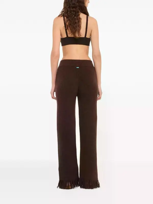 Alanui Milano Stitch Trousers With Fringed Trim - Brown